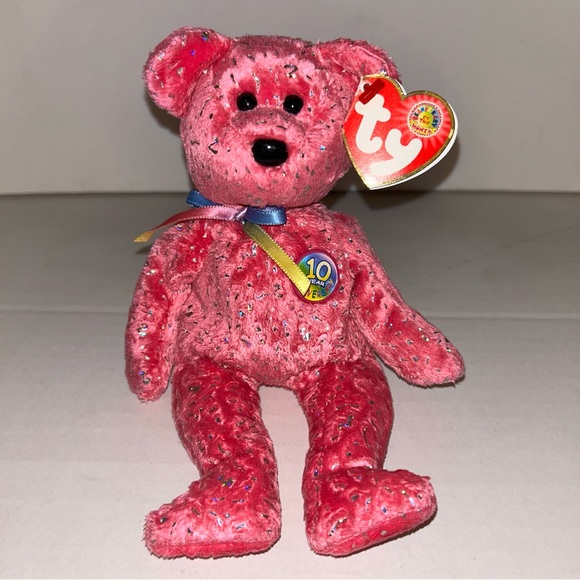 Ty | Toys | Ty Vintage Beanie Babies Year Anniversary Pink Decade Nwt ...